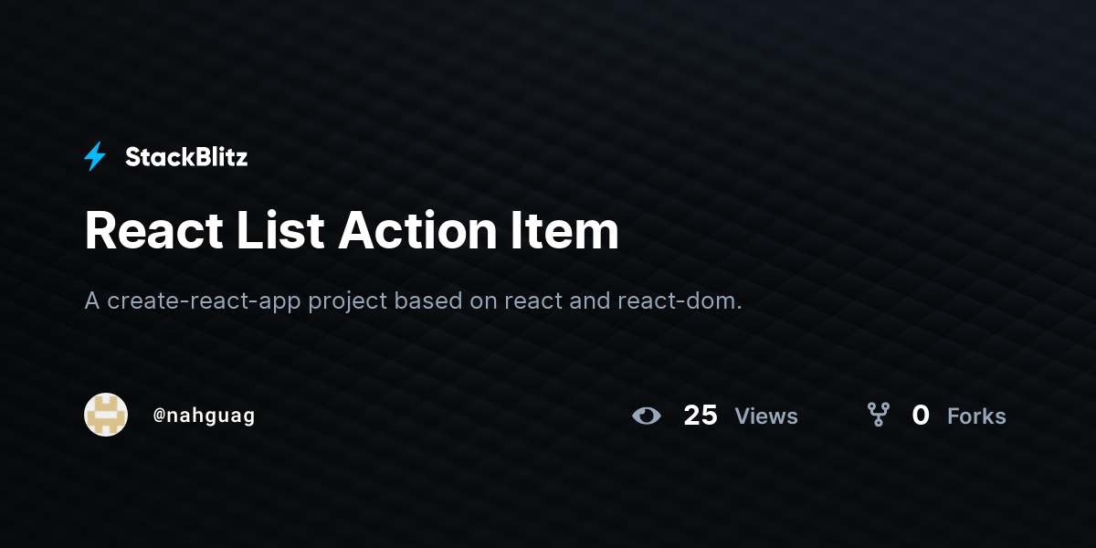 React List Action Item - StackBlitz React List Action Item - StackBlitz