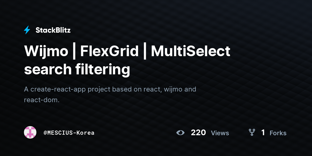 Wijmo | FlexGrid | MultiSelect search filtering - StackBlitz