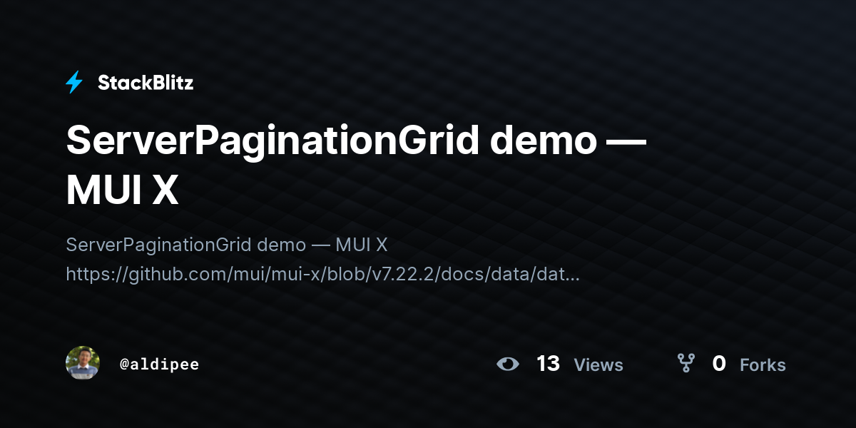 ServerPaginationGrid demo — MUI X - StackBlitz
