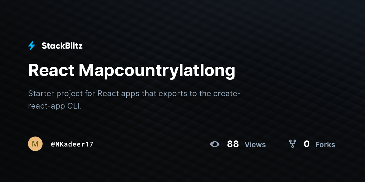 React Mapcountrylatlong Stackblitz