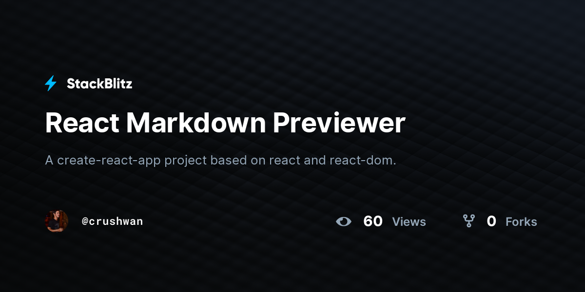 React Markdown Previewer - StackBlitz