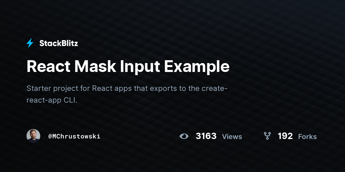 React Mask Input Example - StackBlitz