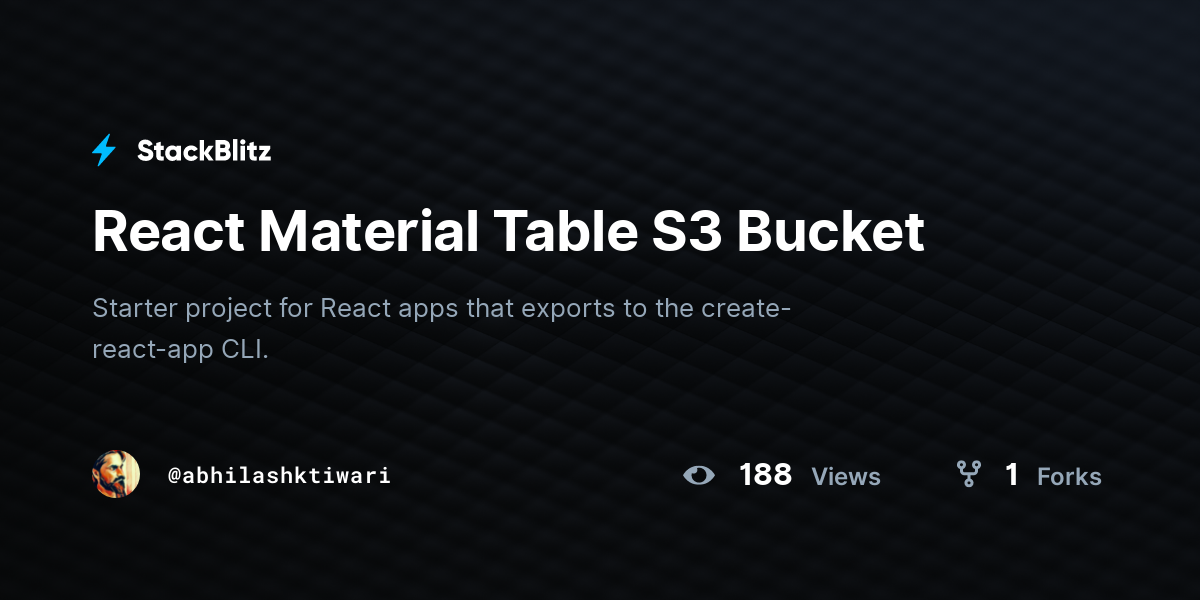 React Material Table S3 Bucket - StackBlitz