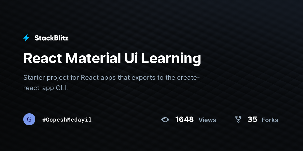 React Material Ui Learning - StackBlitz