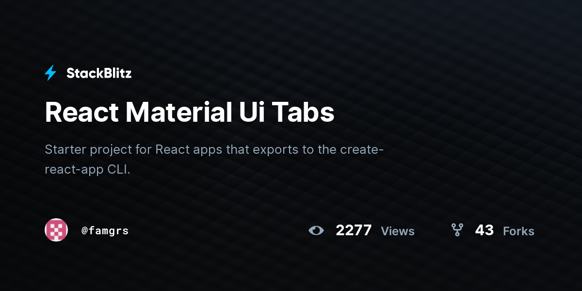 React Material Ui Tabs Stackblitz
