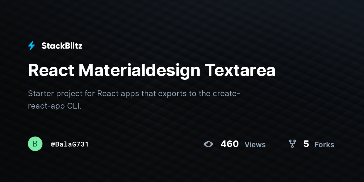 React Materialdesign Textarea - StackBlitz React Materialdesign Textarea - StackBlitz