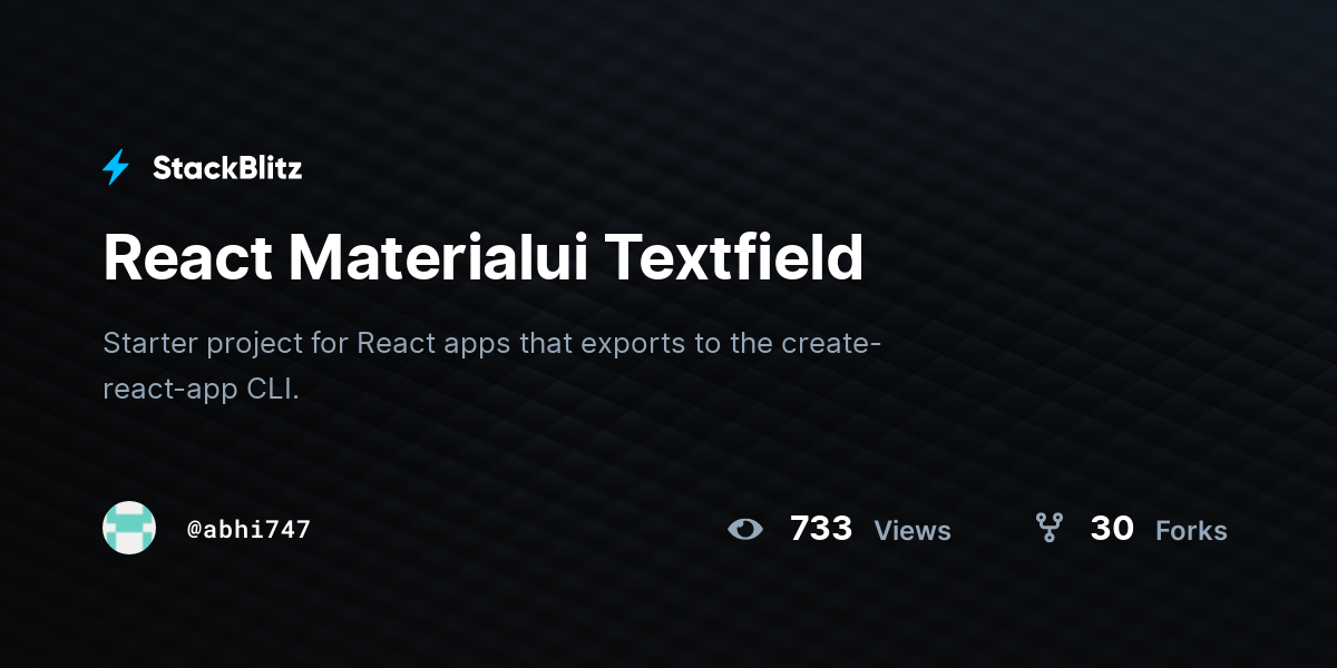 React Materialui Textfield - StackBlitz
