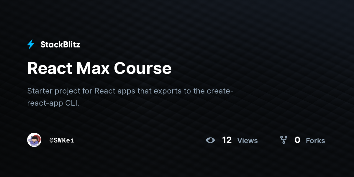 React Max Course - StackBlitz