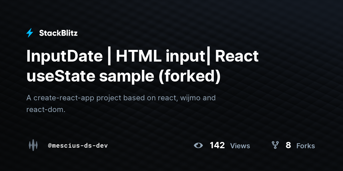 Inputdate Html Input React Usestate Sample Forked Stackblitz 6750