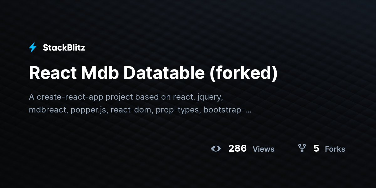 React Mdb Datatable (forked) - StackBlitz
