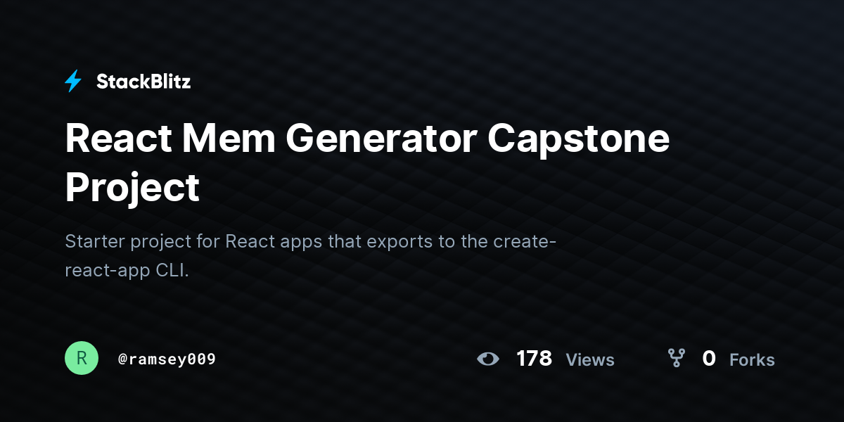 React Mem Generator Capstone Project Stackblitz