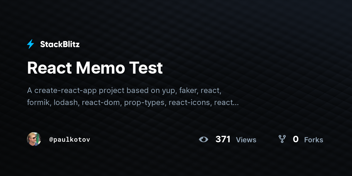 React Memo Test - StackBlitz