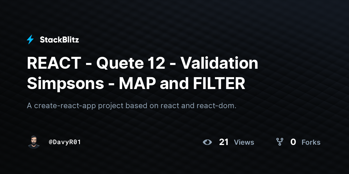 REACT - Quete 12 - Validation Simpsons - MAP and FILTER - StackBlitz