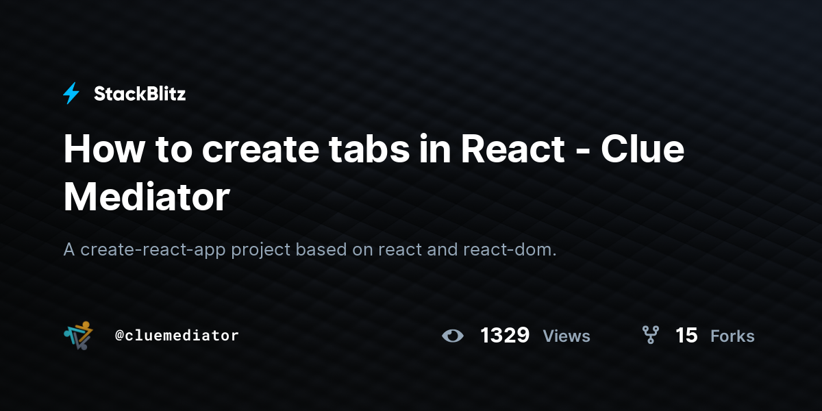 How to create tabs in React - Clue Mediator - StackBlitz