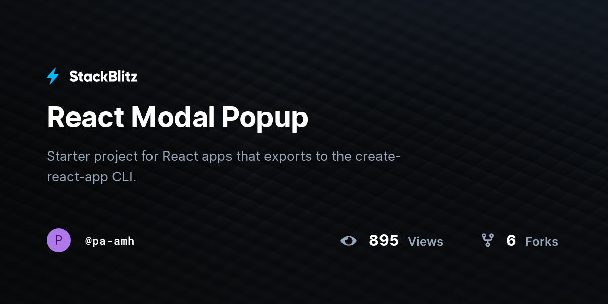 React Modal Popup - StackBlitz React Modal Popup - StackBlitz