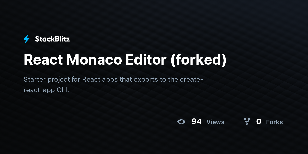 React Monaco Editor Forked Stackblitz 