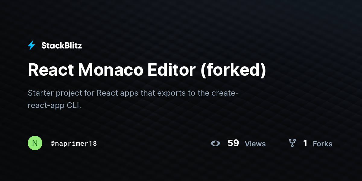 React Monaco Editor (forked) - StackBlitz React Monaco Editor (forked) - StackBlitz