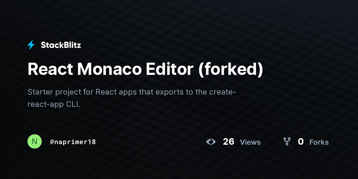React Monaco Editor Forked Stackblitz