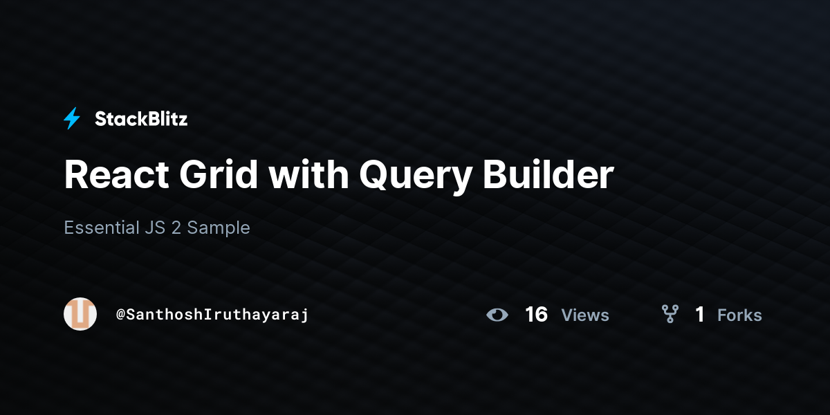 React Grid With Query Builder Stackblitz 