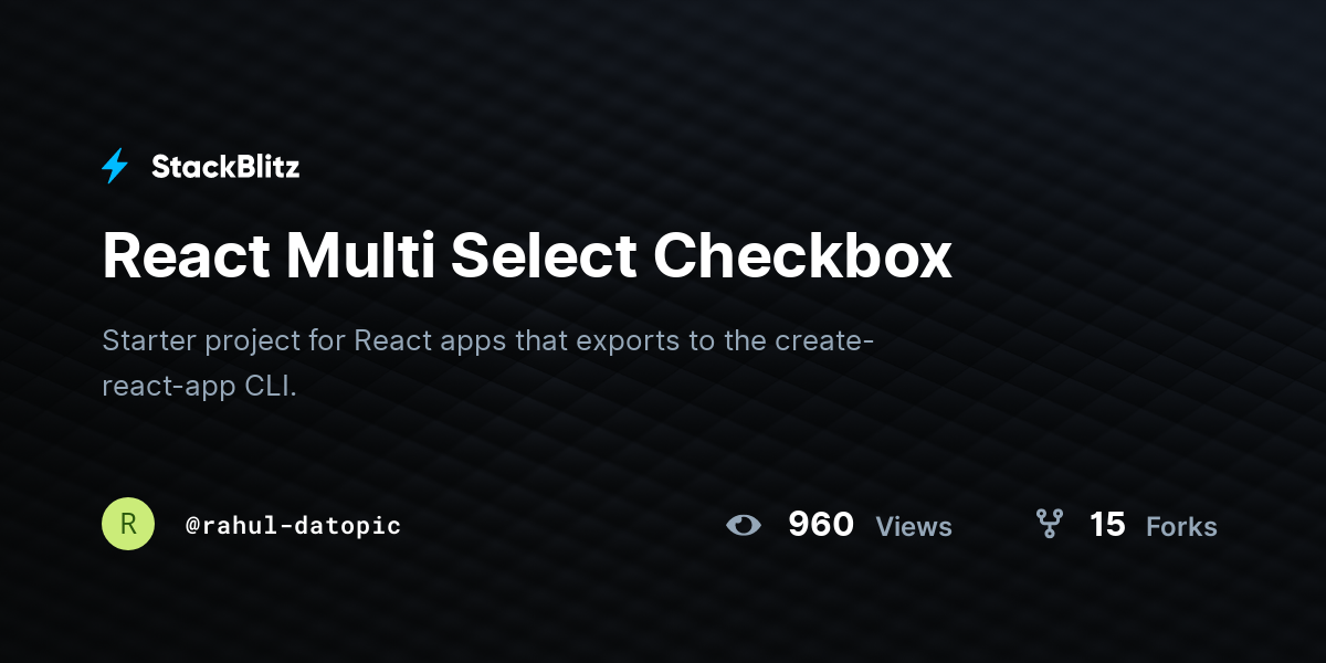 React Multi Select Checkbox Stackblitz