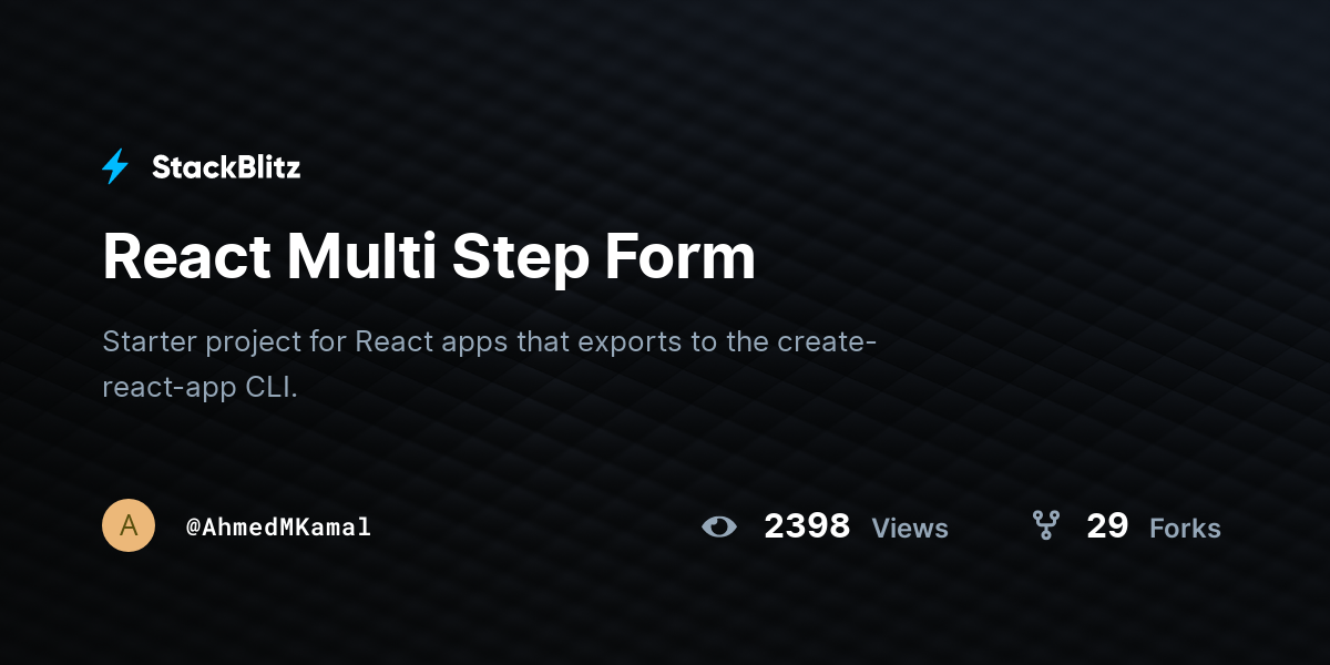 React Multi Step Form - StackBlitz