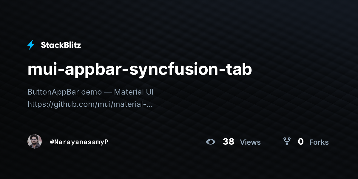 Mui Appbar Syncfusion Tab Stackblitz