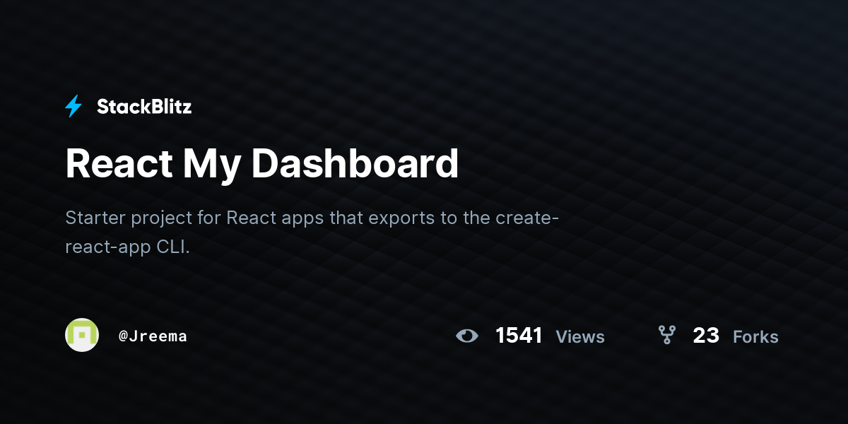 React My Dashboard - StackBlitz