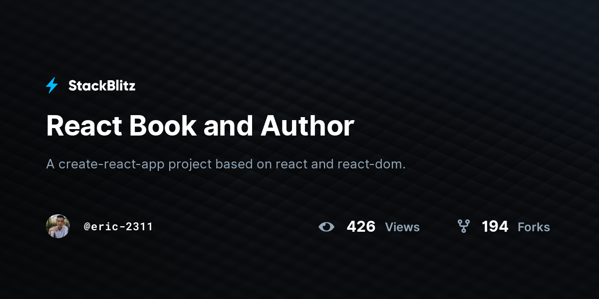 React Book and Author - StackBlitz