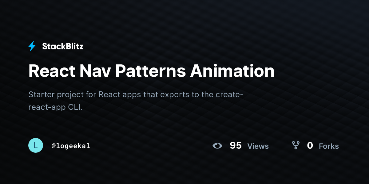 React Nav Patterns Animation - StackBlitz