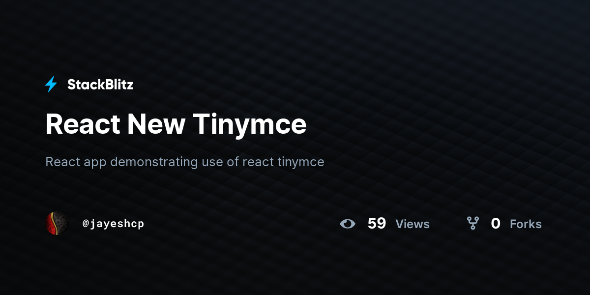 React New Tinymce - StackBlitz
