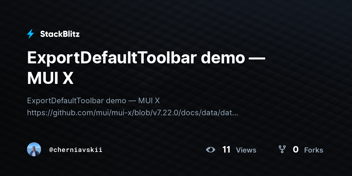 ExportDefaultToolbar demo — MUI X - StackBlitz