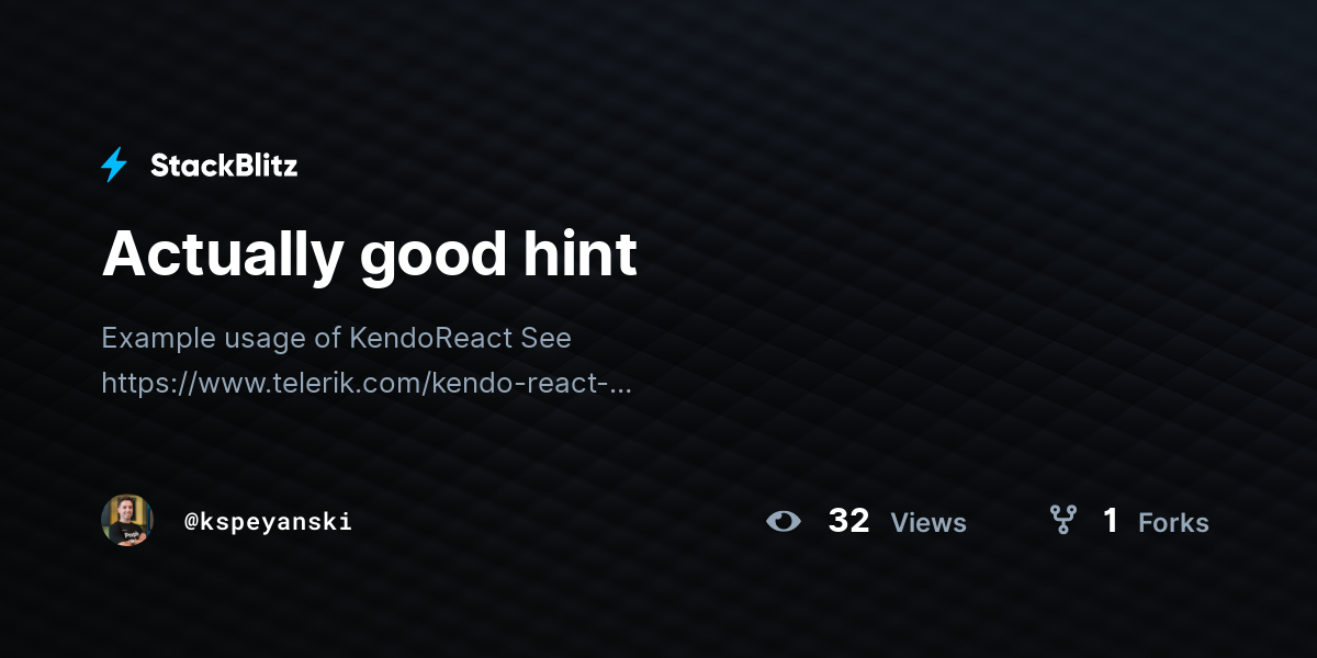 Actually good hint - StackBlitz