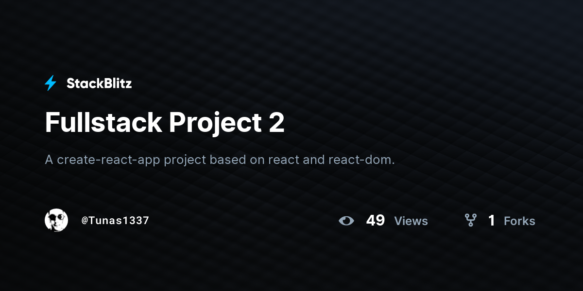 Fullstack Project 2 - StackBlitz