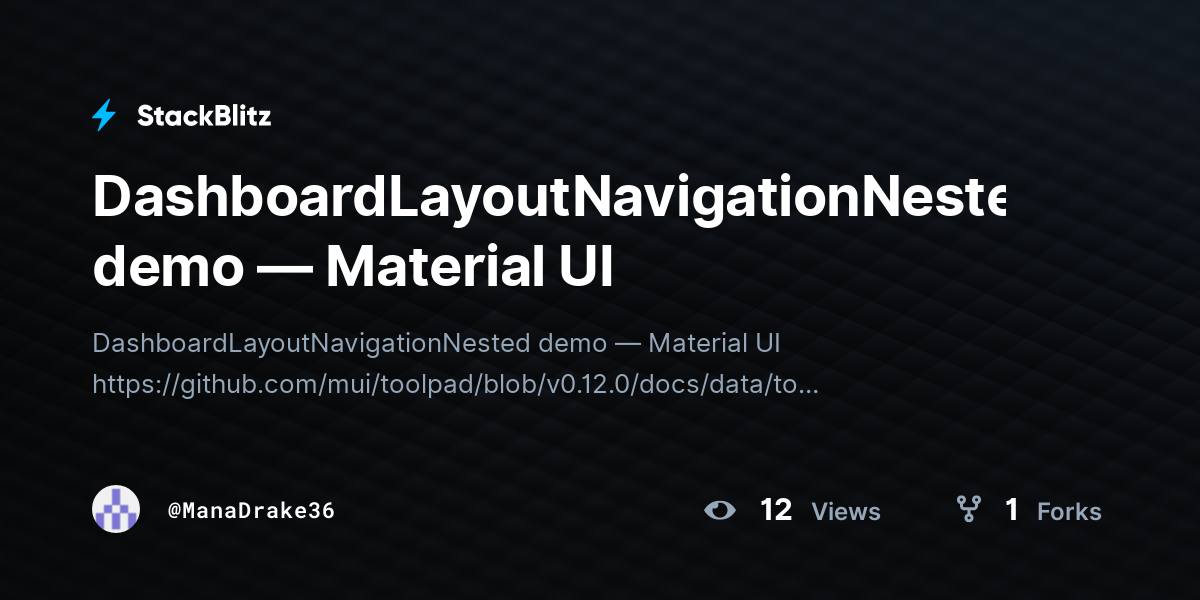 DashboardLayoutNavigationNested demo — Material UI - StackBlitz