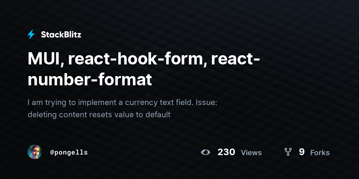 MUI, react-hook-form, react-number-format - StackBlitz MUI, react-hook-form, react-number-format - StackBlitz