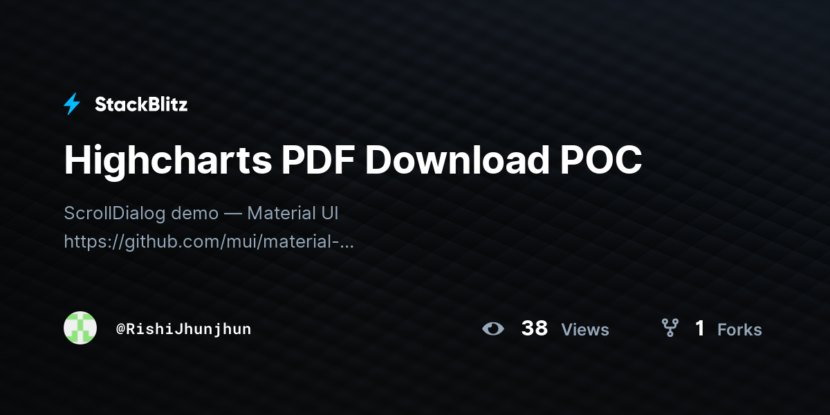 Highcharts PDF Download POC - StackBlitz