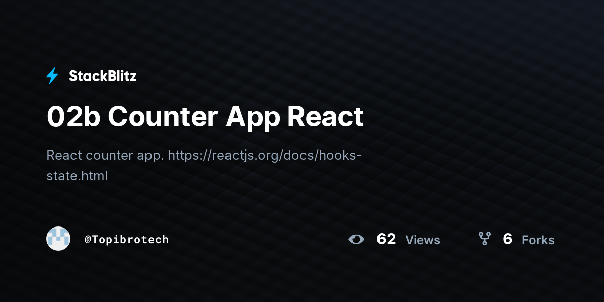 02b Counter App React - StackBlitz