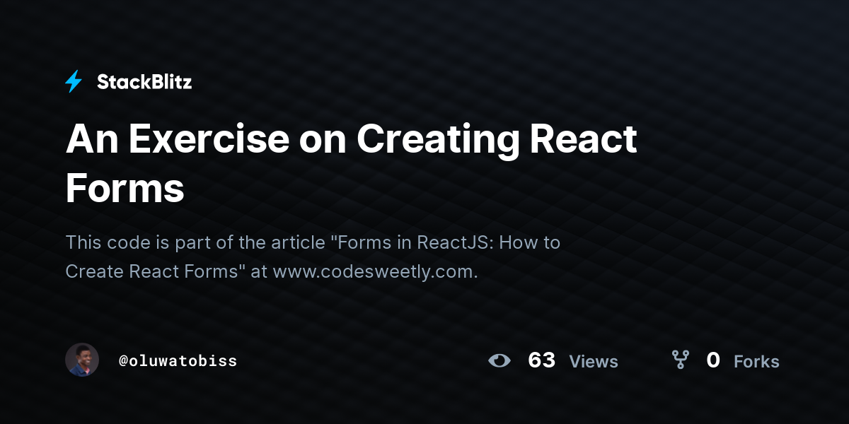 An Exercise On Creating React Forms Stackblitz 5361