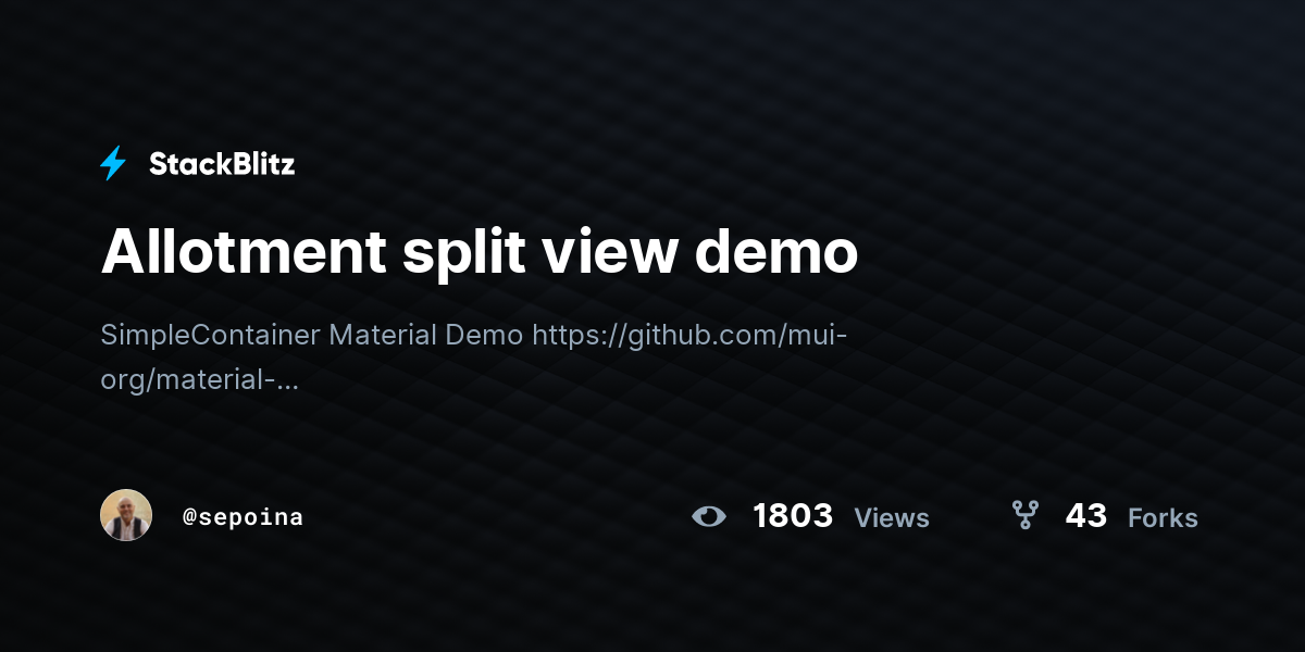 Allotment split view demo - StackBlitz