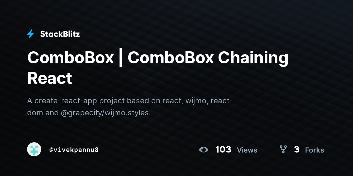 ComboBox | ComboBox Chaining React - StackBlitz