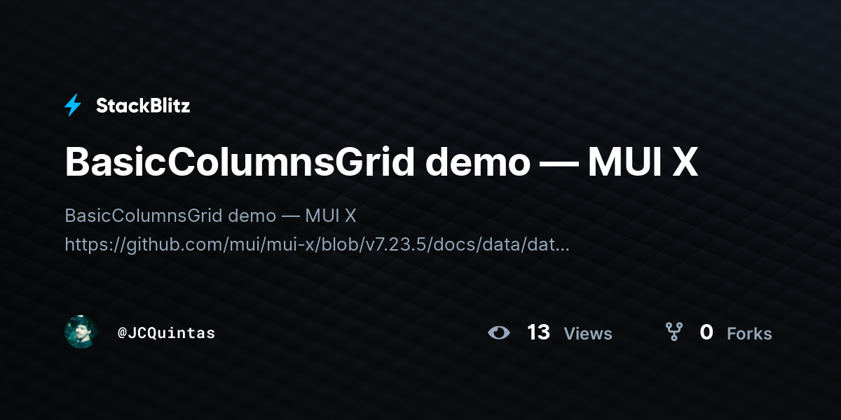 BasicColumnsGrid demo — MUI X - StackBlitz