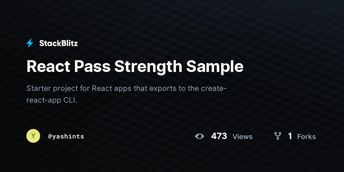 React Pass Strength Sample - StackBlitz
