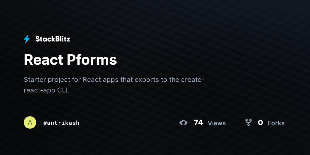 React Pforms - StackBlitz