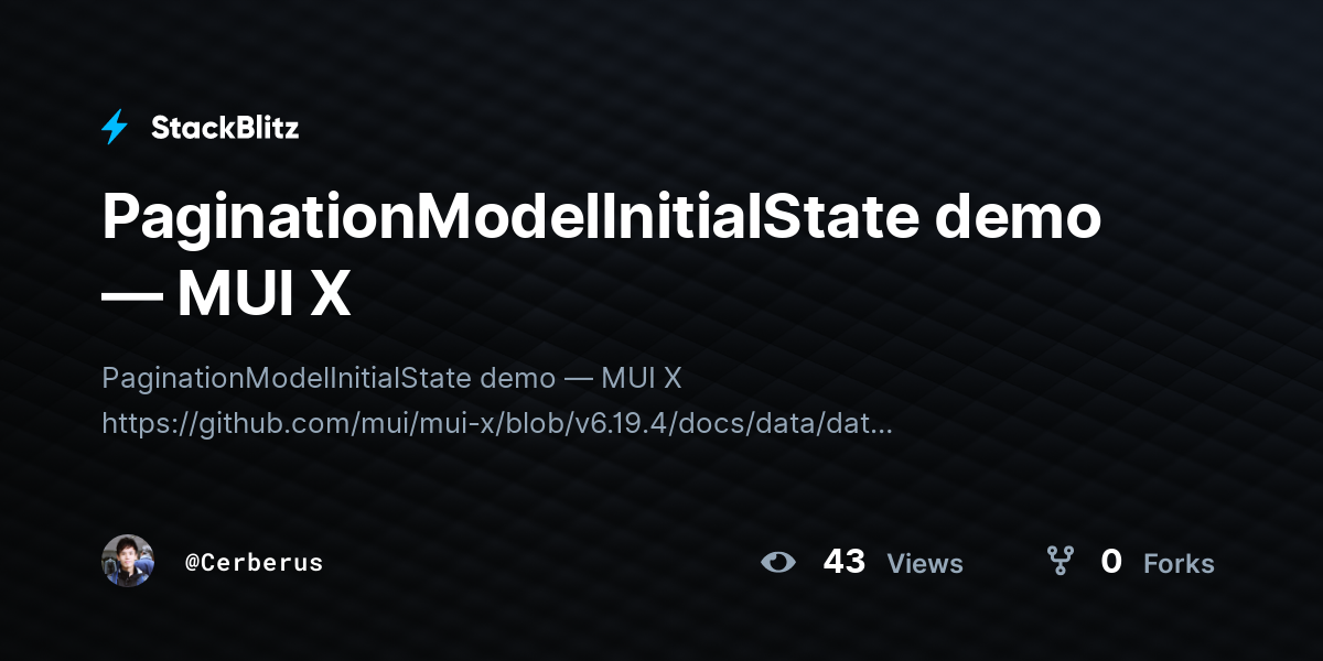 PaginationModelInitialState demo — MUI X - StackBlitz
