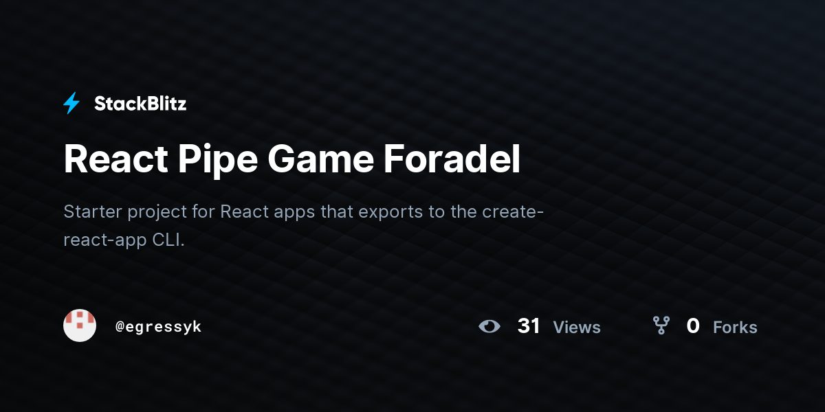React Pipe Game Foradel - StackBlitz
