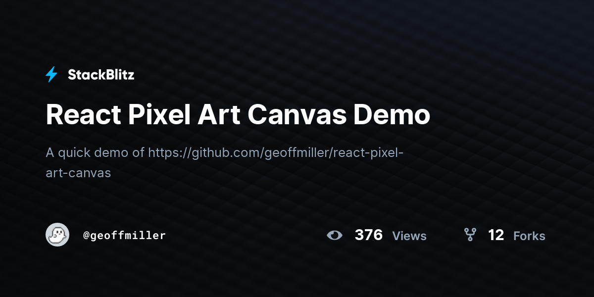 React Pixel Art Canvas Demo - StackBlitz