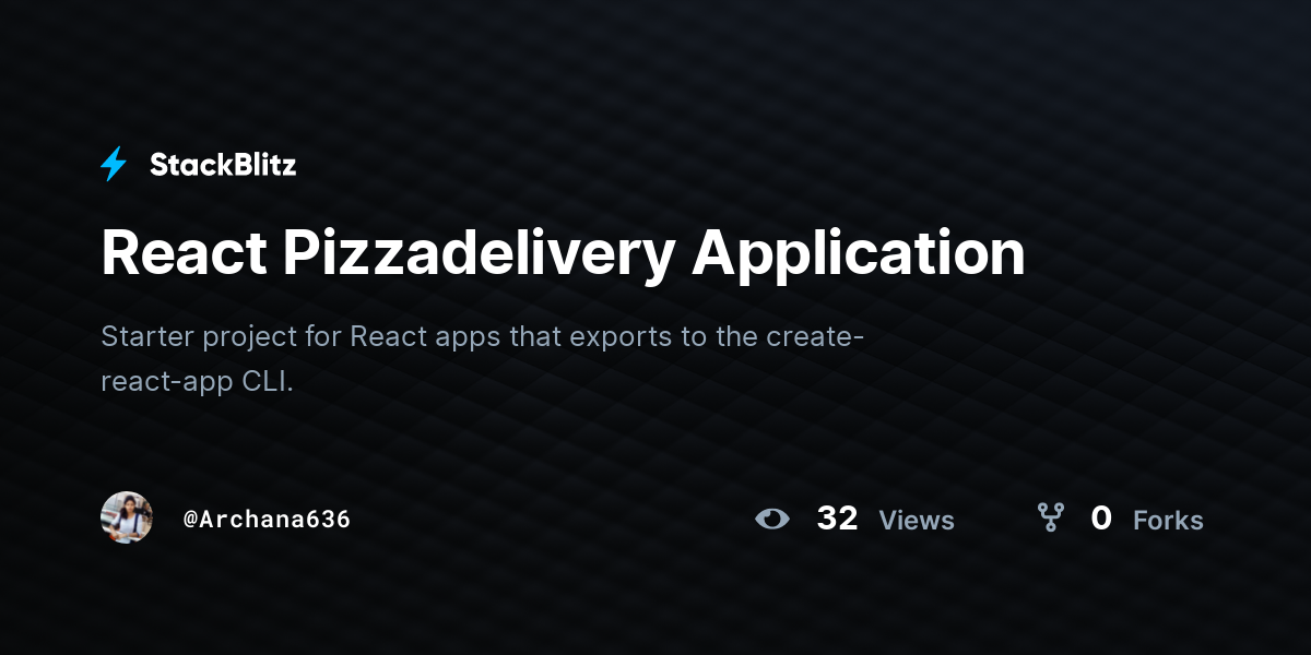 React Pizzadelivery Application Stackblitz