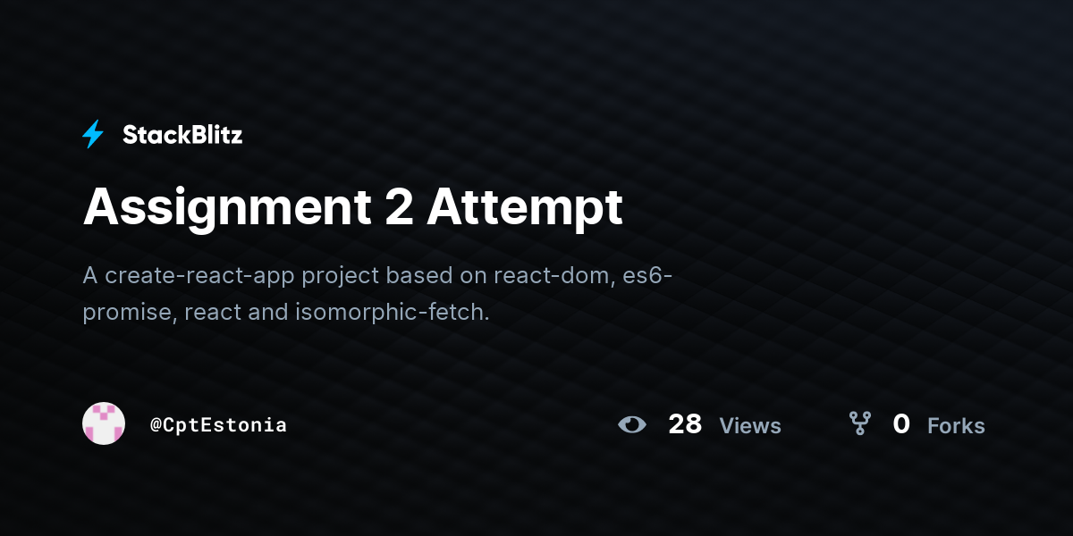 Assignment 2 Attempt - StackBlitz