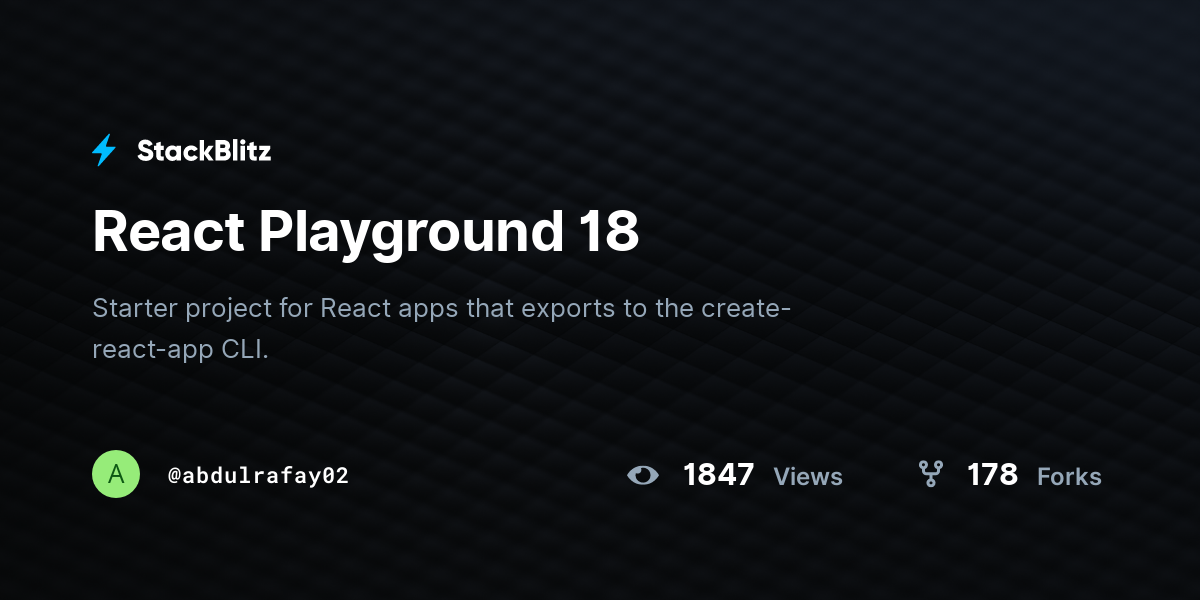 React Playground 18 - StackBlitz