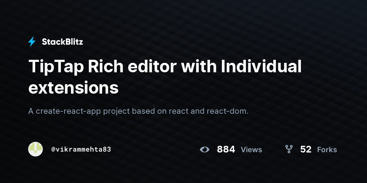 TipTap Rich editor with Individual extensions - StackBlitz